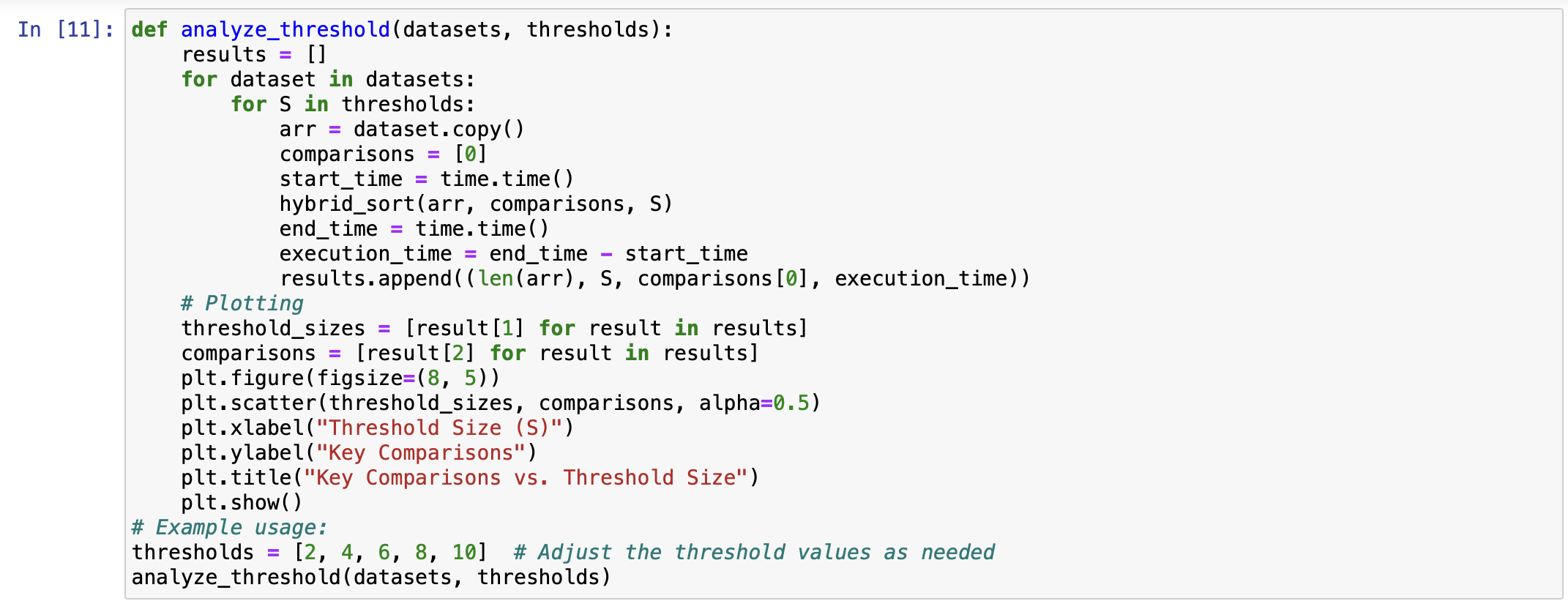 def compare_sorting_algorithms(datasets, S): results | Chegg.com