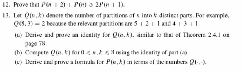 2. Prove that P(n+2)+P(n)⩾2P(n+1). 3. Let Q(n,k) | Chegg.com
