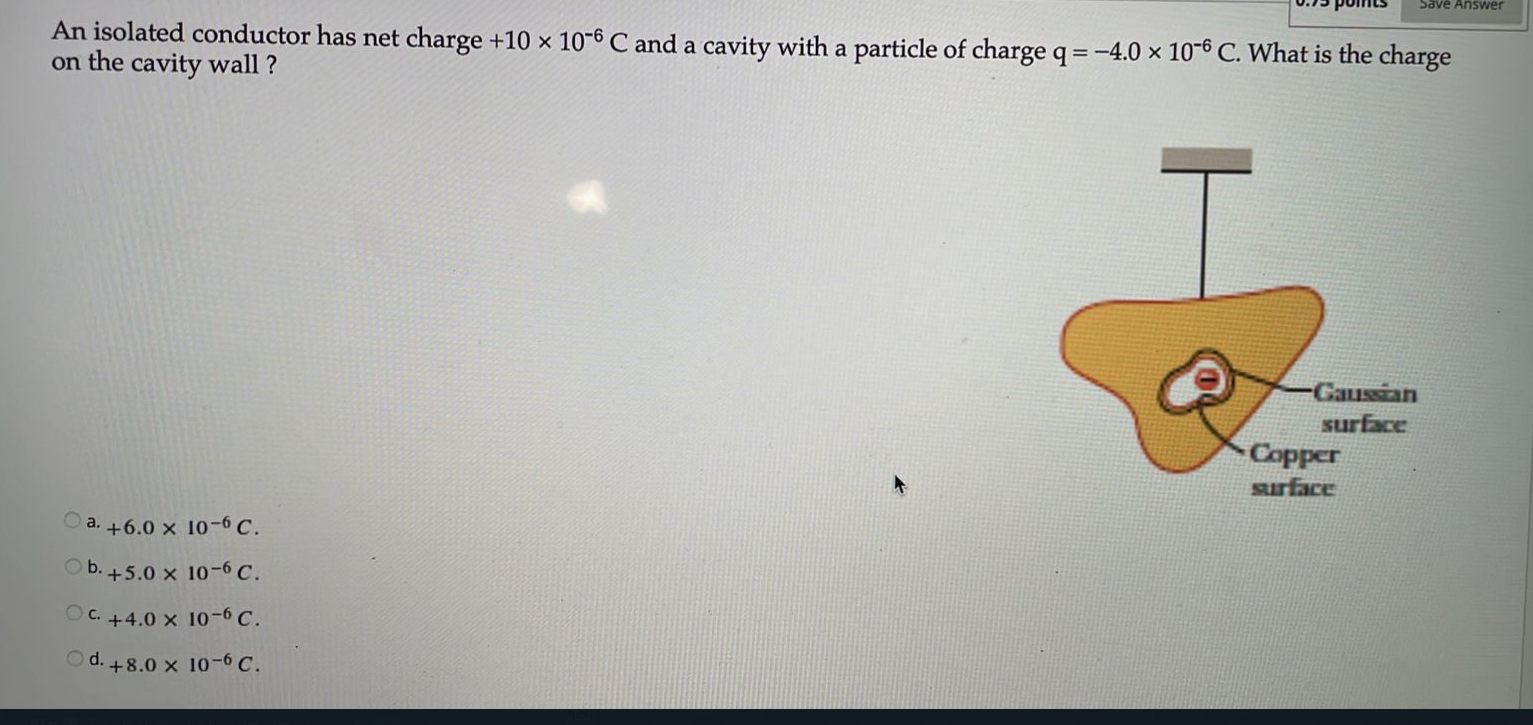 Solved An isolated conductor has net charge +10×10−6C and a | Chegg.com