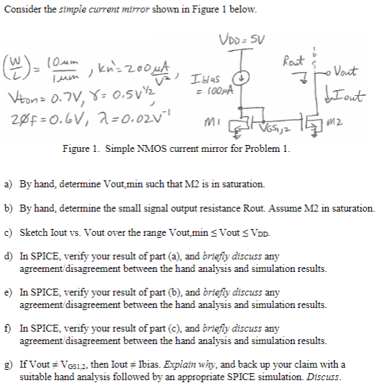 Solved Consider the simple current mirror shown in Figure 1 | Chegg.com