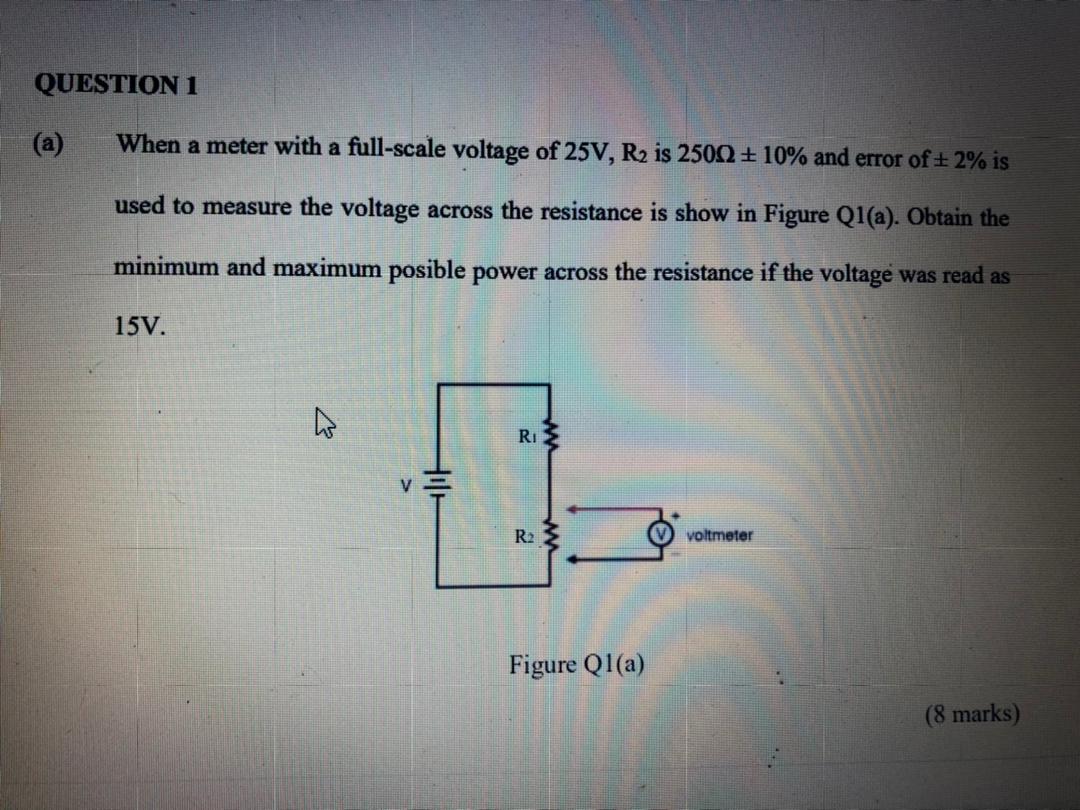 Solved QUESTION 1 (a) When a meter with a full-scale voltage | Chegg.com
