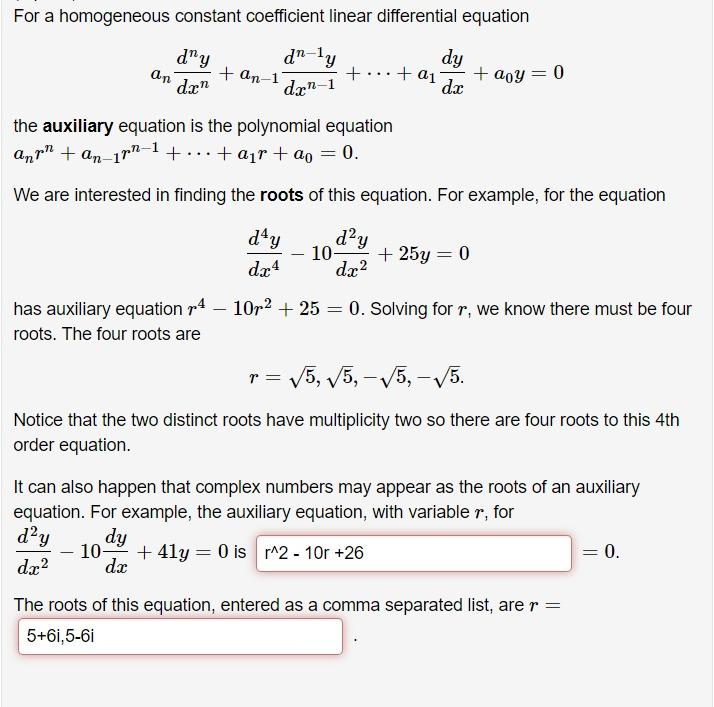 Solved For a homogeneous constant coefficient linear | Chegg.com