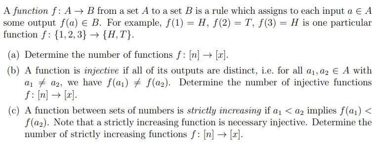 Solved A function f:A→B from a set A to a set B is a rule | Chegg.com