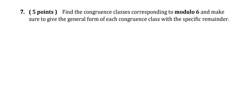 Solved 7. (5 points) Find the congruence classes | Chegg.com