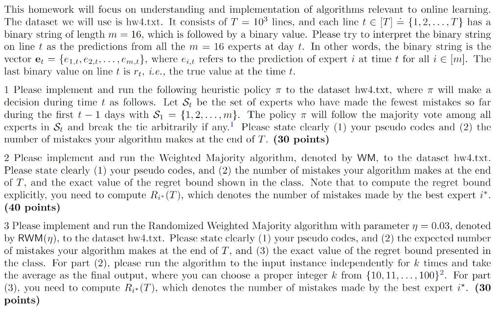 = This homework will focus on understanding and | Chegg.com
