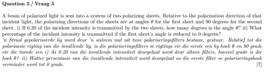 Solved A beam of polarized light is sent into a system of | Chegg.com