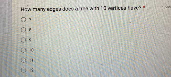 Solved How many edges does a tree with 10 vertices have?* 7 | Chegg.com