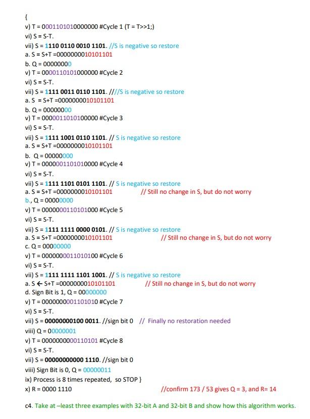 Solved A. Integer Divider - 8-bit A divided by 8-bit B (N=8, | Chegg.com