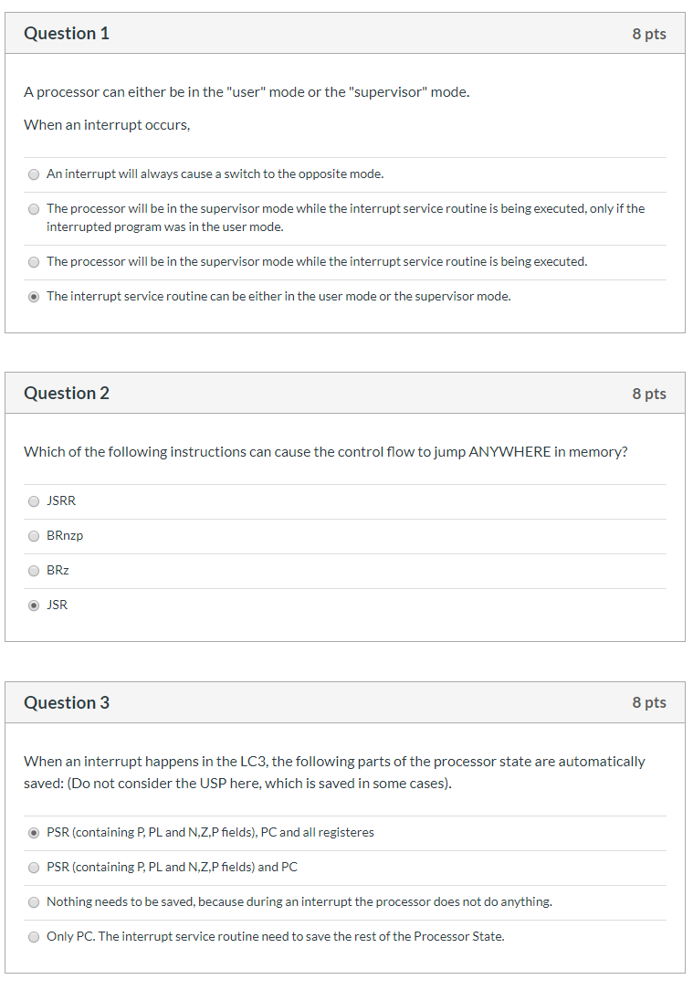 Solved Question 1 8 Pts A Processor Can Either Be In The