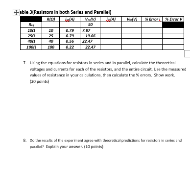 Solved †bble 3(Resistors in both Series and Parallel) 7. | Chegg.com