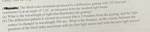 Solved The third-order minimum produced by a diffraction | Chegg.com