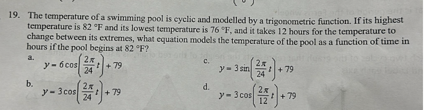 Solved The temperature of a swimming pool is cyclic and | Chegg.com