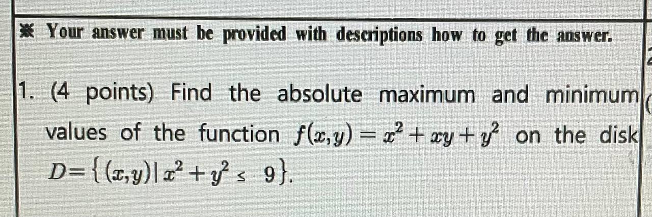Solved Your answer must be provided with descriptions how to | Chegg.com