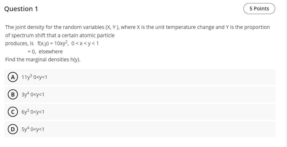 Solved The joint density for the random variables (X,Y), | Chegg.com