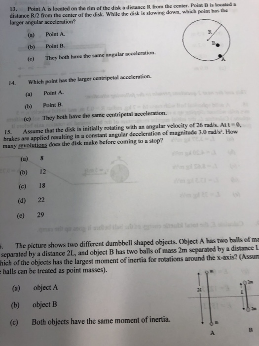 Solved Point A is located on the rim of the disk a distance | Chegg.com