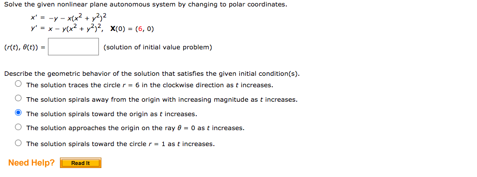 Solved Solve the given nonlinear plane autonomous system by | Chegg.com