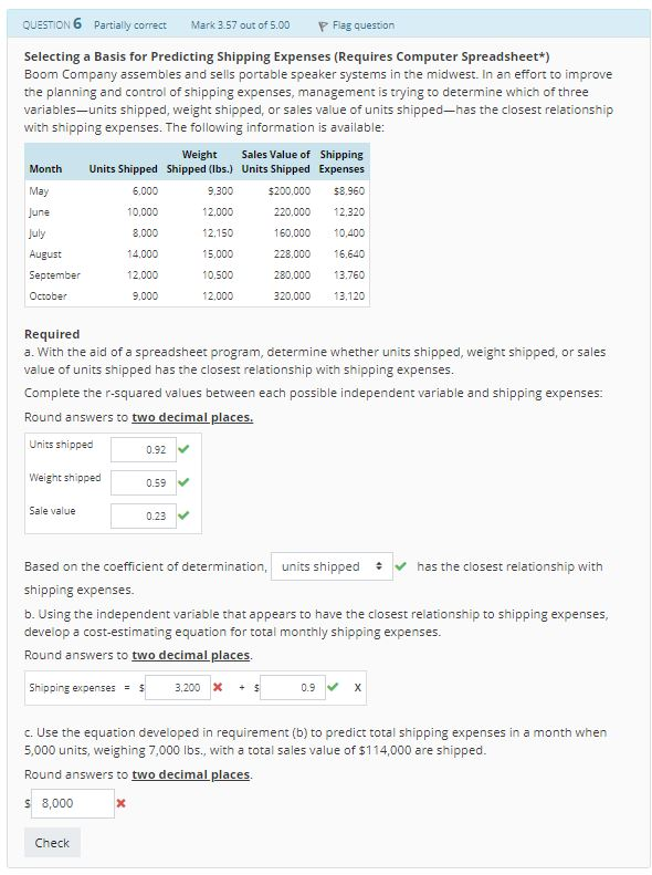 Solved Please note, for questions (b) the shipping expense | Chegg.com