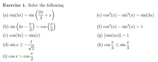Solved Exercise 1. Solve the following (a) | Chegg.com