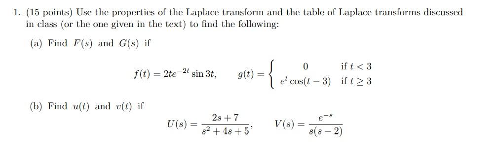 Solved (15 points) Use the properties of the Laplace | Chegg.com