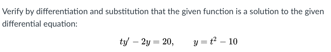 Solved Verify by differentiation and substitution that the | Chegg.com