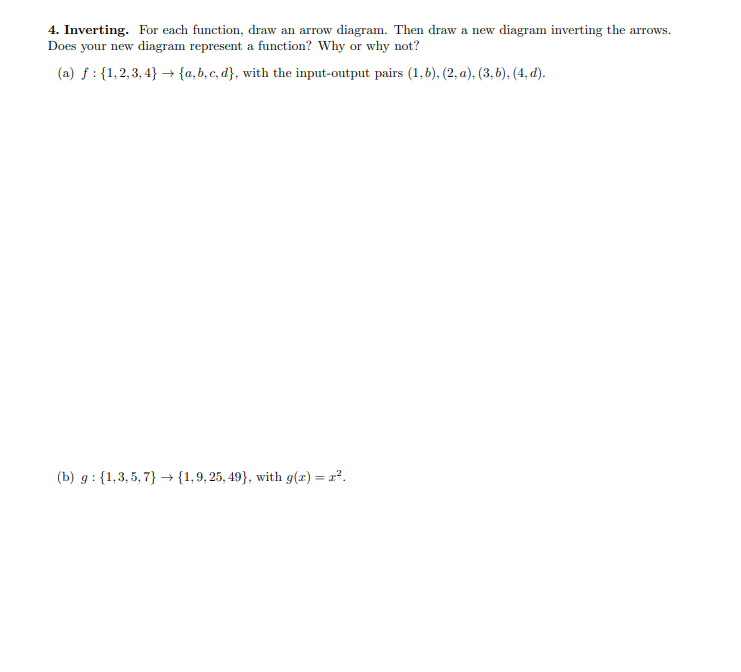 Solved 4. Inverting. For each function, draw an arrow | Chegg.com
