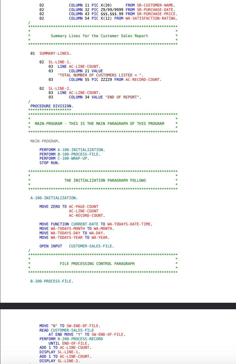 Solved Purpose : Design and code a Cobol program and to | Chegg.com