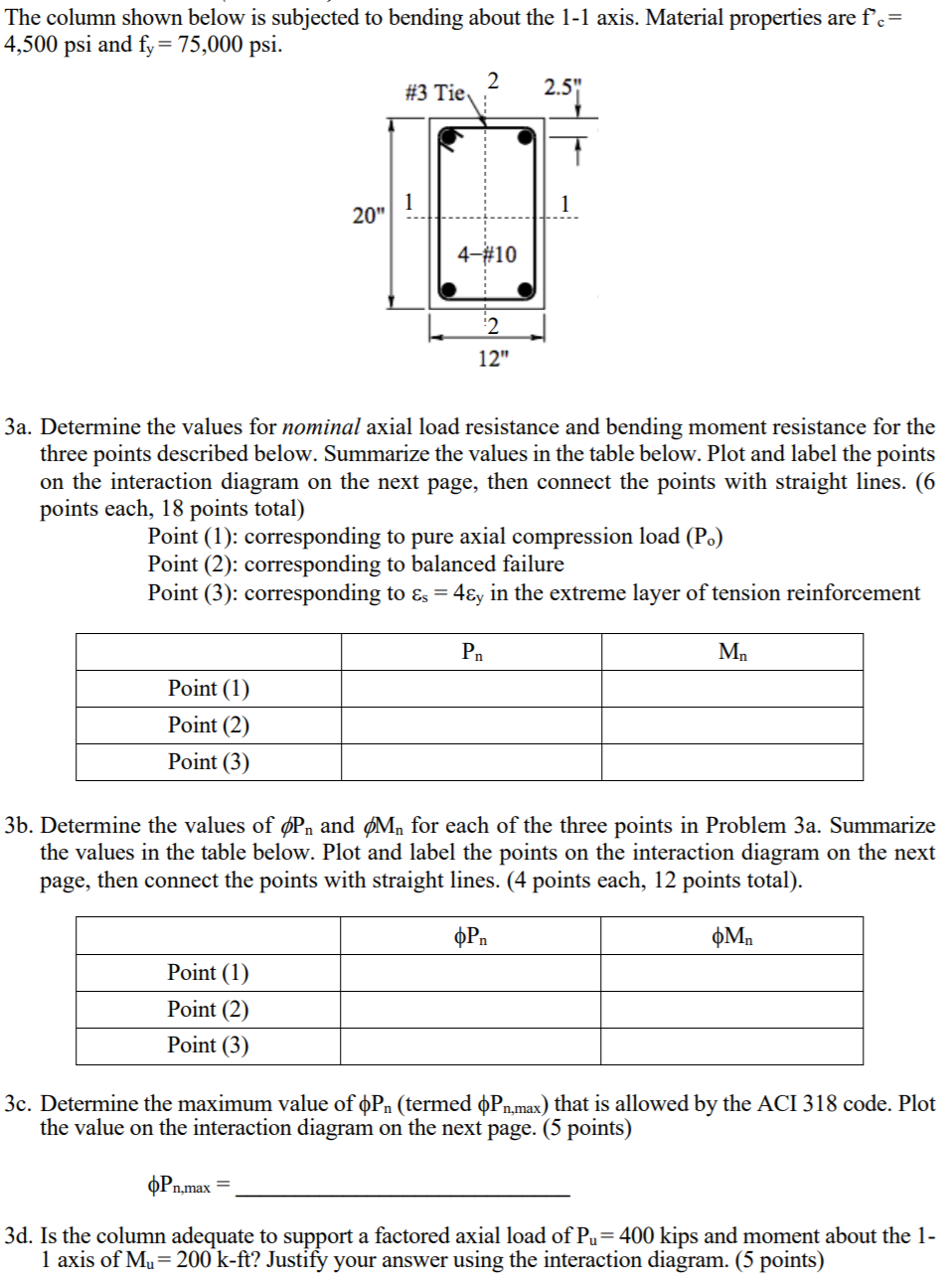Solved The column shown below is subjected to bending about | Chegg.com