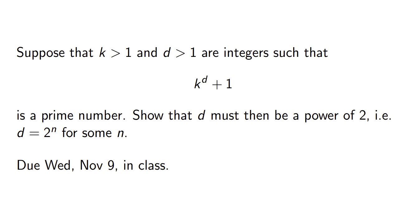 Solved Suppose that k>1 and d>1 are integers such that kd+1 | Chegg.com