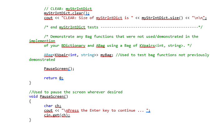 Solved a Use the bag ADT provided to create an array-based | Chegg.com