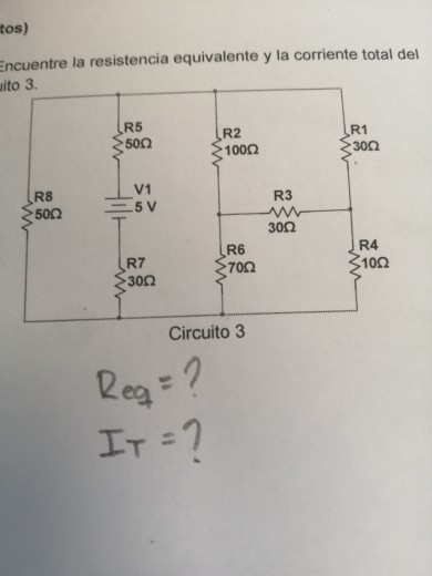 Solved tos) Encuentre la resistencia equivalente y la | Chegg.com