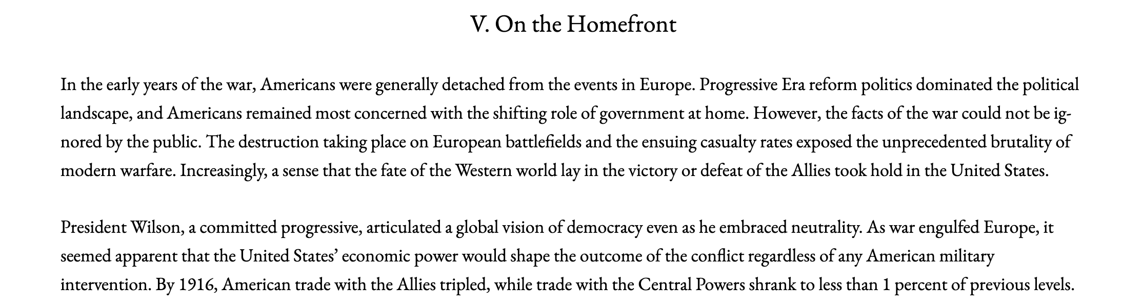 What three paragraph response from the World War I | Chegg.com