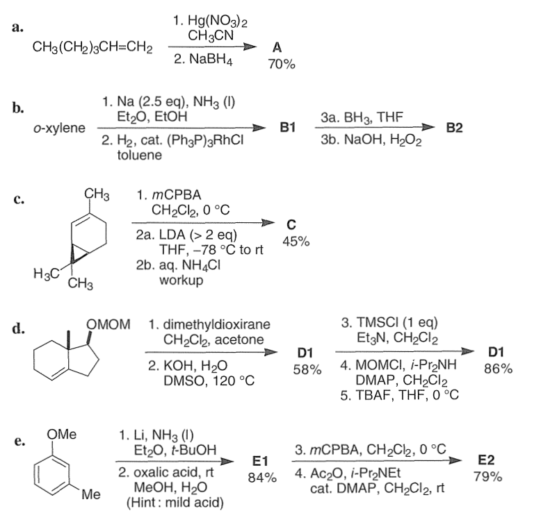 Solved a. CH3(CH2)3CH=CH2 1. Hg(NO3)2 CH3CN 2. NaBH4 A 70% | Chegg.com