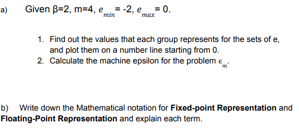 a) Given B=2, m=4, e = -2, e = 0. min тах 1. Find out | Chegg.com