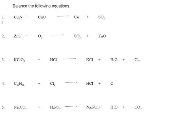 Solved Balance the following equations. Cu.S+ Cuo Cu + SO 1 | Chegg.com