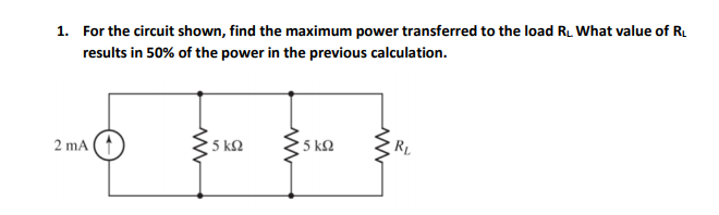 Solved For the circuit shown, find the maximum power | Chegg.com