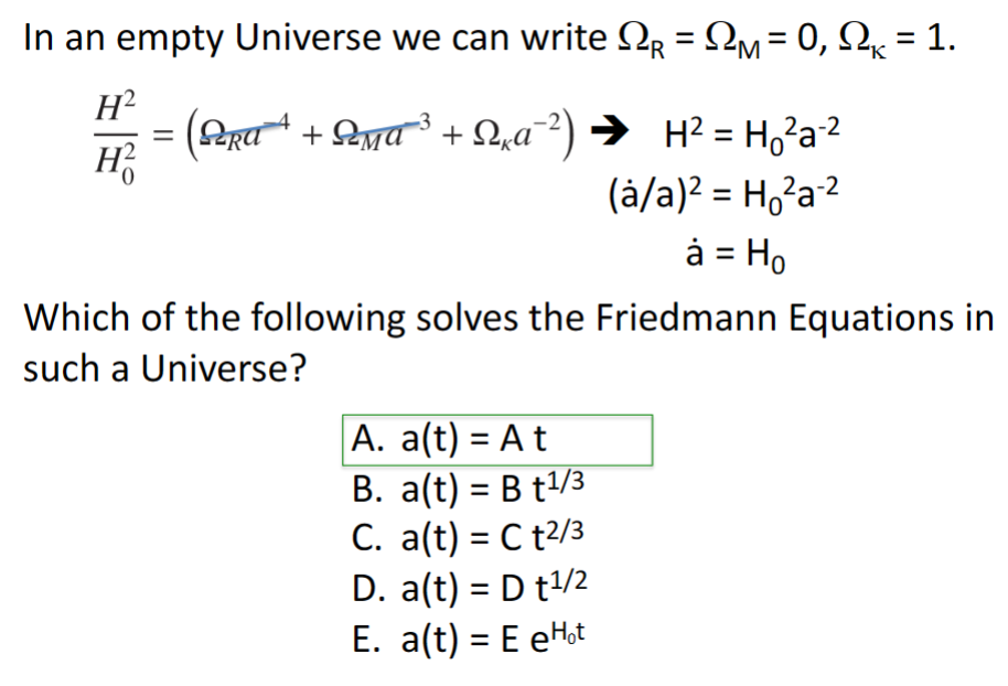 Solved In an empty Universe we can write ΩR=ΩM=0,ΩK=1. | Chegg.com