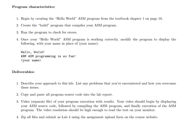 This lab introduces Assembly Language (ASM) | Chegg.com