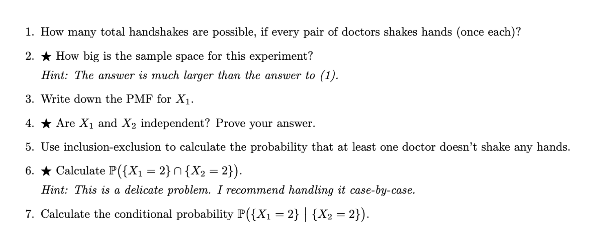 Solved Handshaking party! Five doctors attend a meeting. | Chegg.com