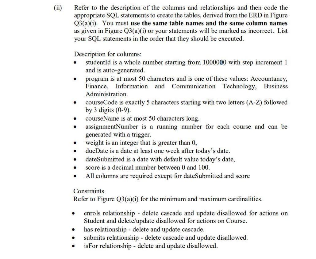 Solved Transform the ERD in Figure Q3(a)(i) into a logical | Chegg.com