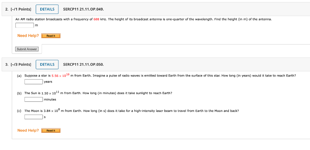 Solved 2. [-/1 Points) DETAILS SERCP11 21.11.OP.049. An AM | Chegg.com