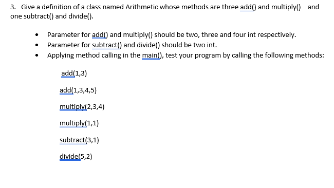 Solved 3. Give a definition of a class named Arithmetic | Chegg.com