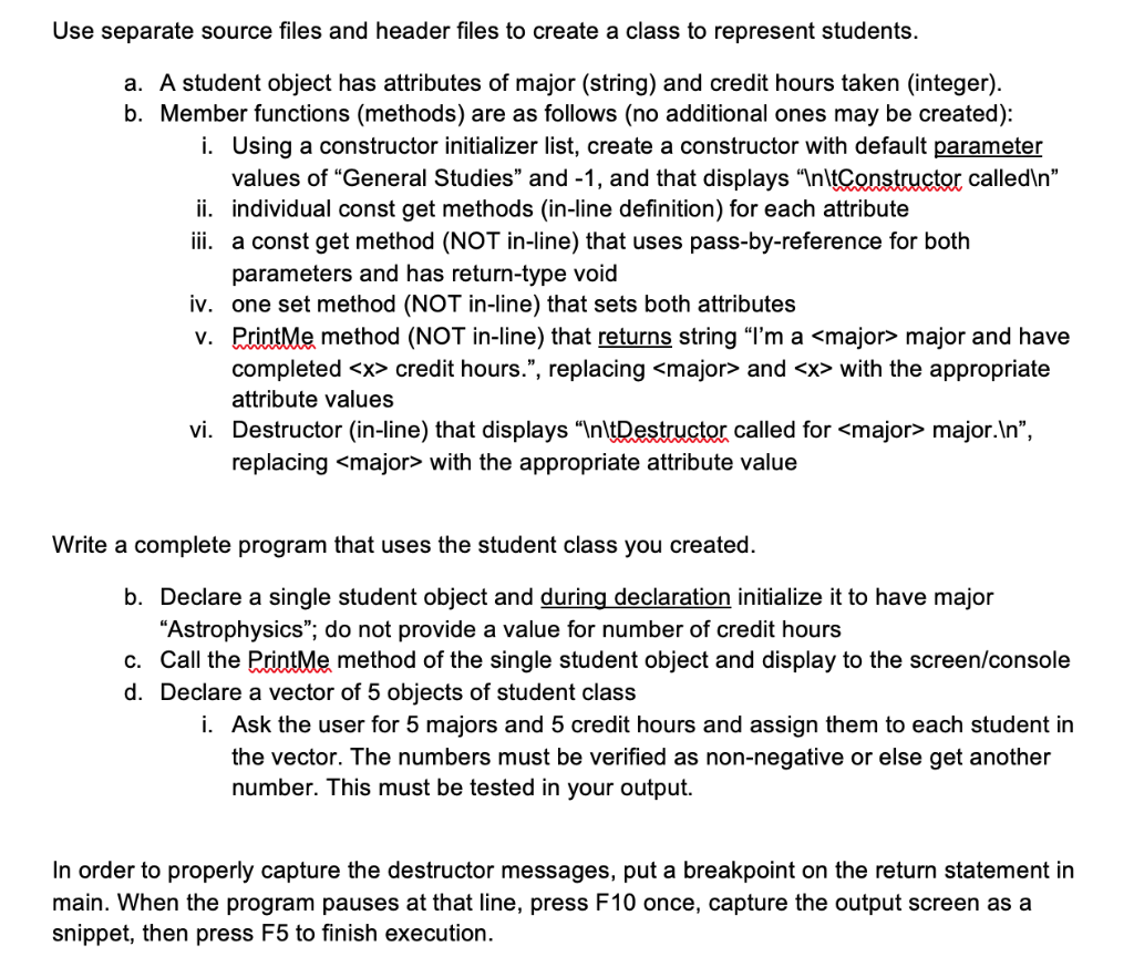 Use separate source files and header files to create | Chegg.com