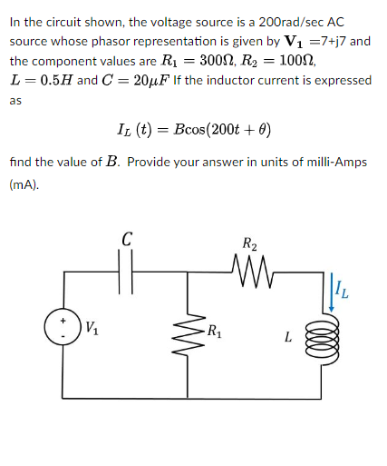 Solved In the AC circuit shown, the component values are | Chegg.com