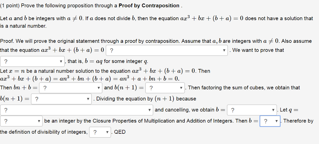 Solved (1 point) Prove the following proposition through a | Chegg.com