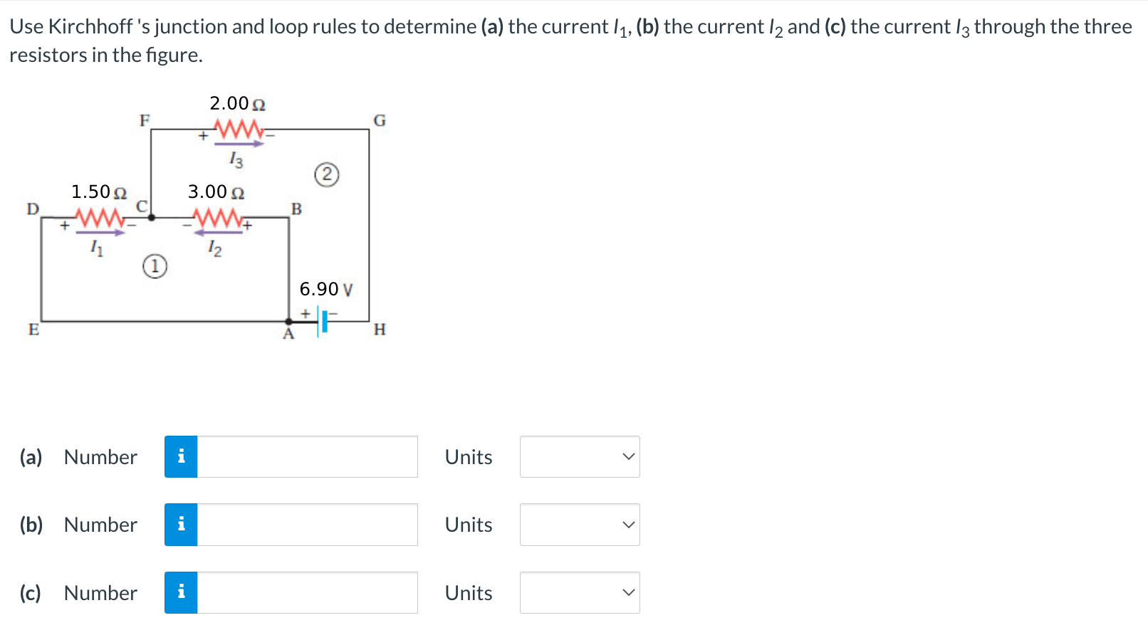 Solved Use Kirchhoff 's junction and loop rules to determine | Chegg.com