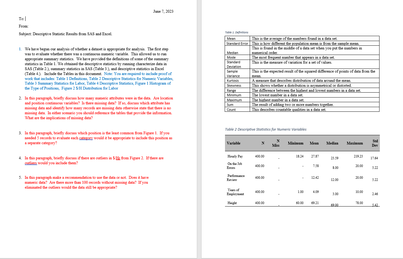 Solved Table 3 Summary Statistics for LaborFrom: Subject: | Chegg.com