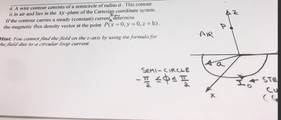 Solved 4. A wire contour consists of a semicircle of radius | Chegg.com
