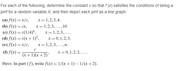 Solved For each of the following, determine the constant c | Chegg.com