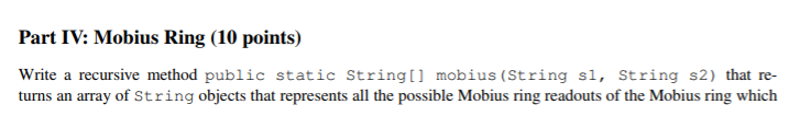 Solved Part IV: Mobius Ring (10 points) Write a recursive | Chegg.com