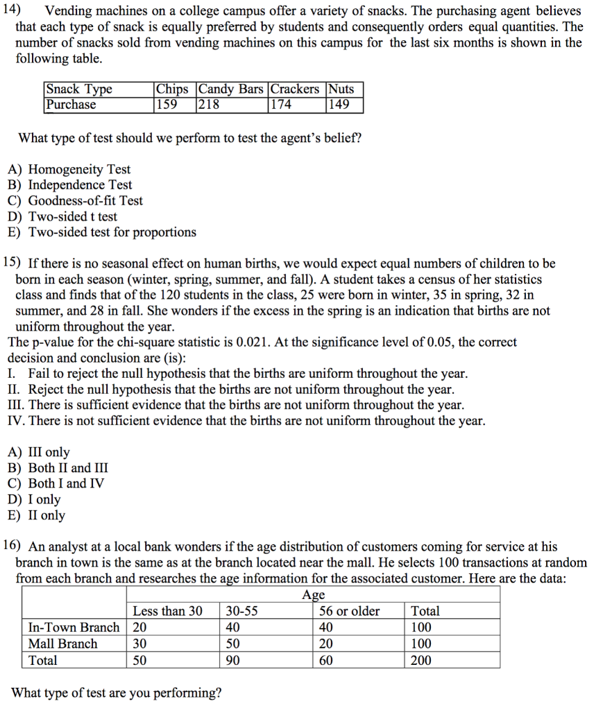 Solved 14)Vending machines on a college campus offer a | Chegg.com